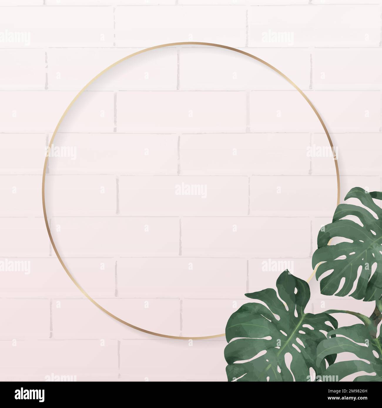 Blank round monstera frame vector Stock Vector Image & Art - Alamy