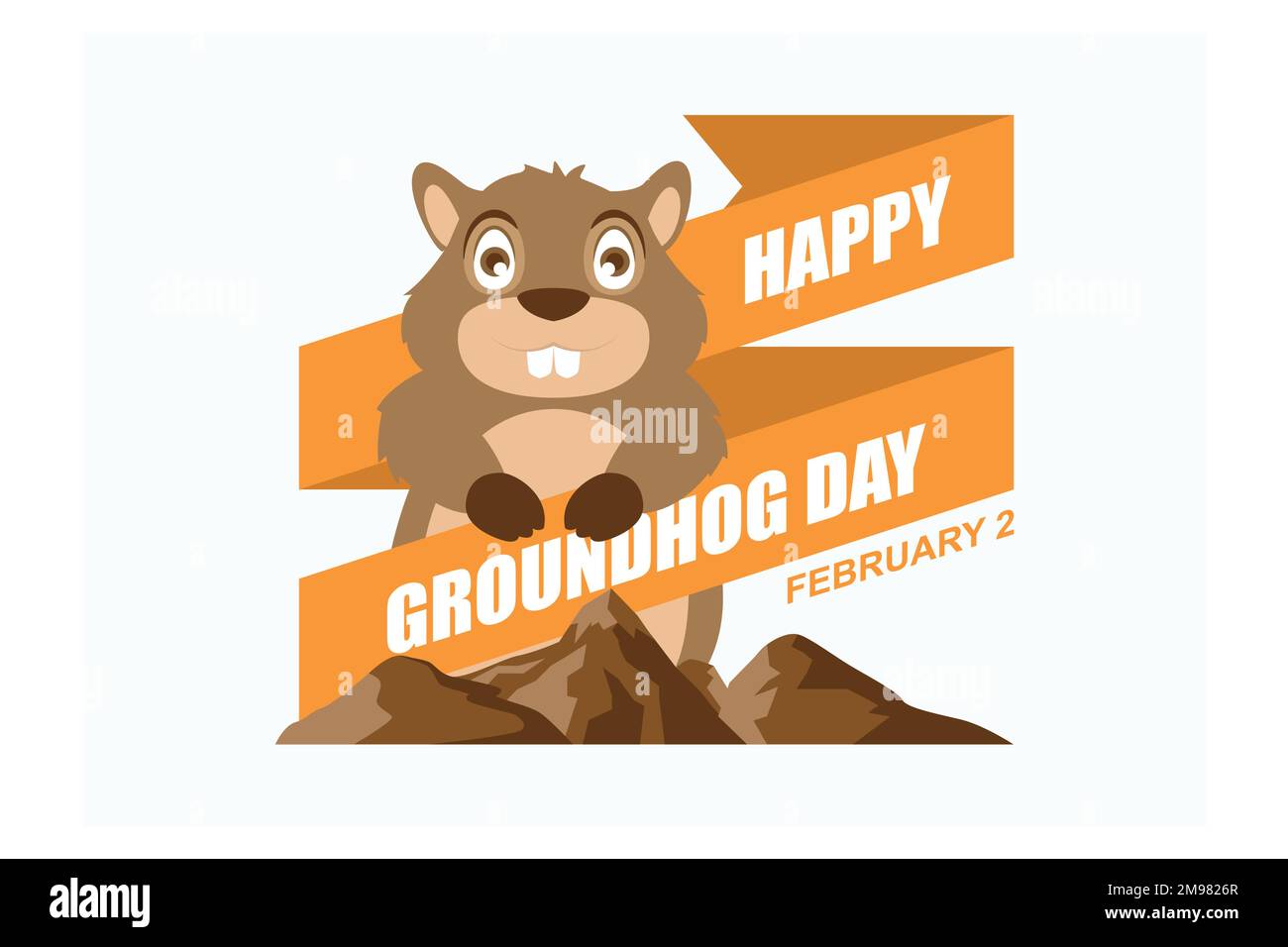 Happy Groundhog Day Vector Design with Cute Marmot Character, flat ...