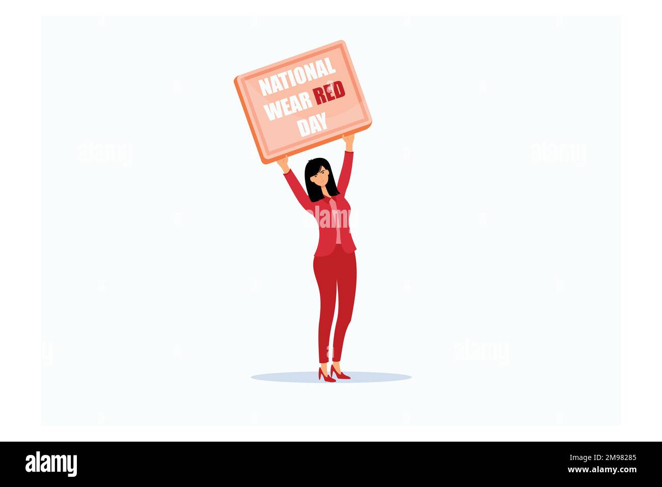 National wear red day, woman wearing red dress, flat vector modern ...