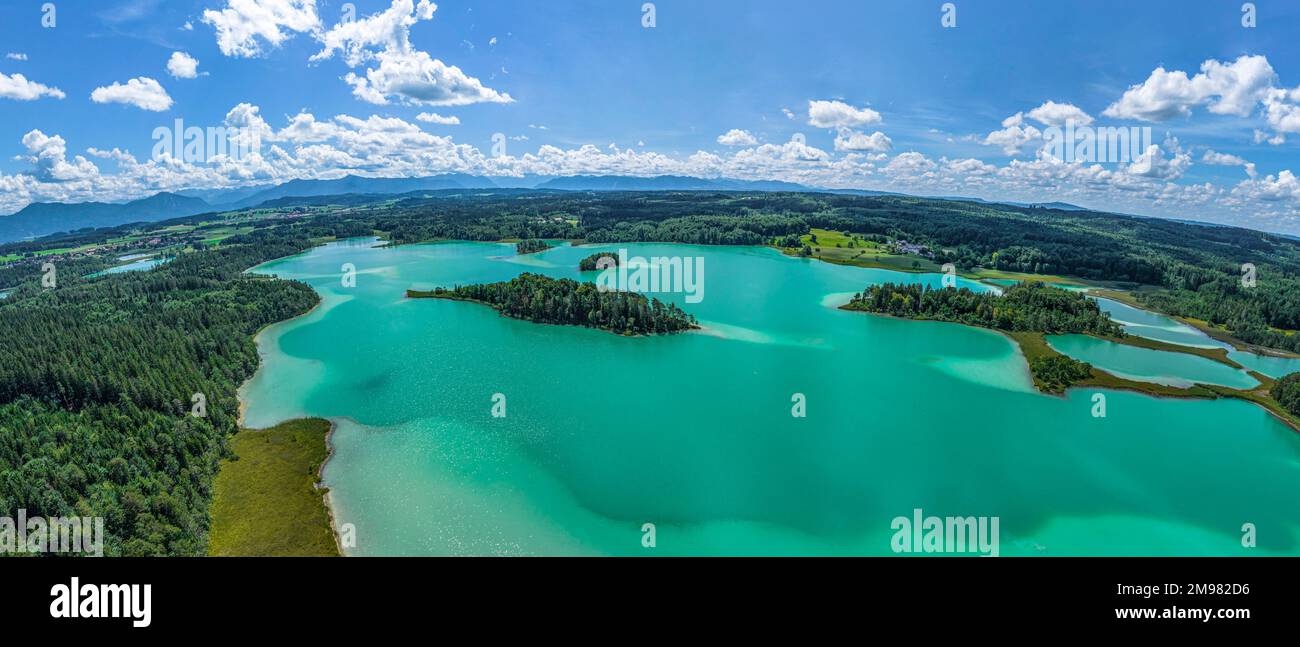 The region around the Great Easter Lake near Seeshaupt from above Stock ...