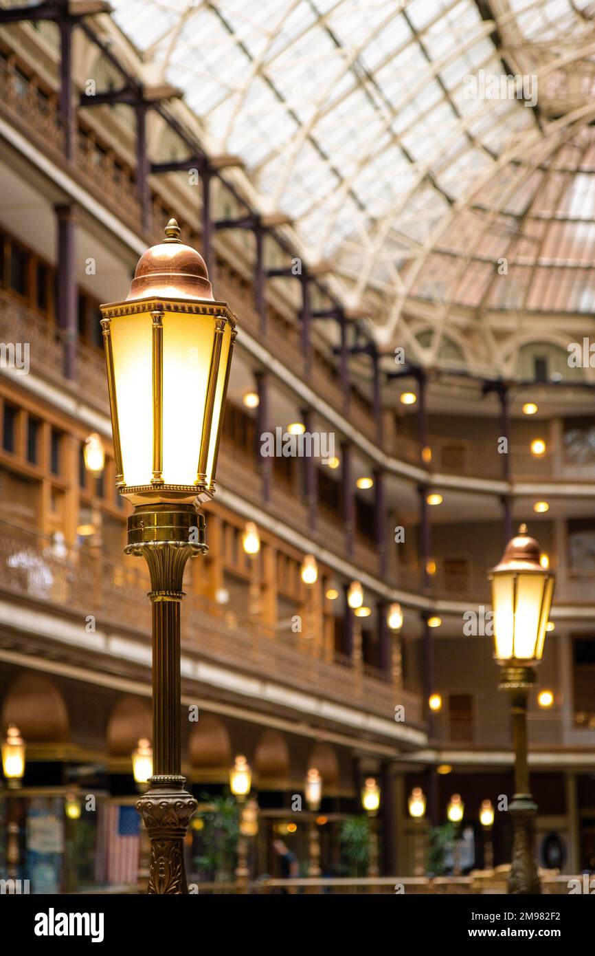 The luxury Arcade Shopping Center and Hotel inside, Cleveland, USA ...