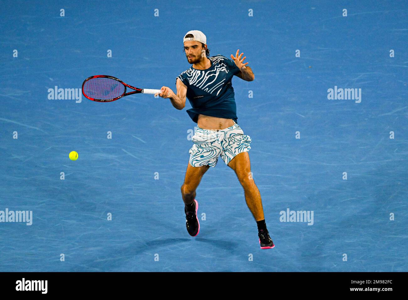 Tomas Machac of Czech Republic in actioin during his first round match ...