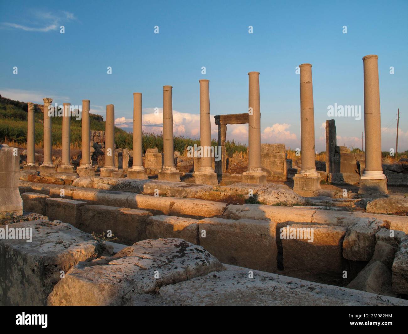 Turkey, North East of Antalya, Perge: Water canel, columns Stock Photo ...