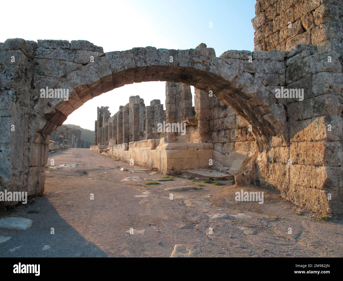 Turkey, North East of Antalya, Perge: Street, arch, remains of ...