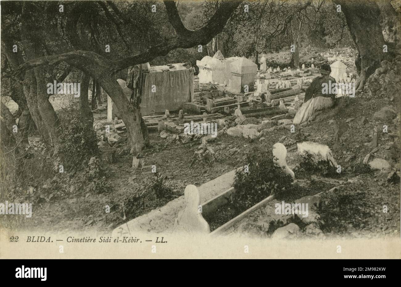 A seated figure overlooks the Sidi el-Kebir cemetery where Blida's ...