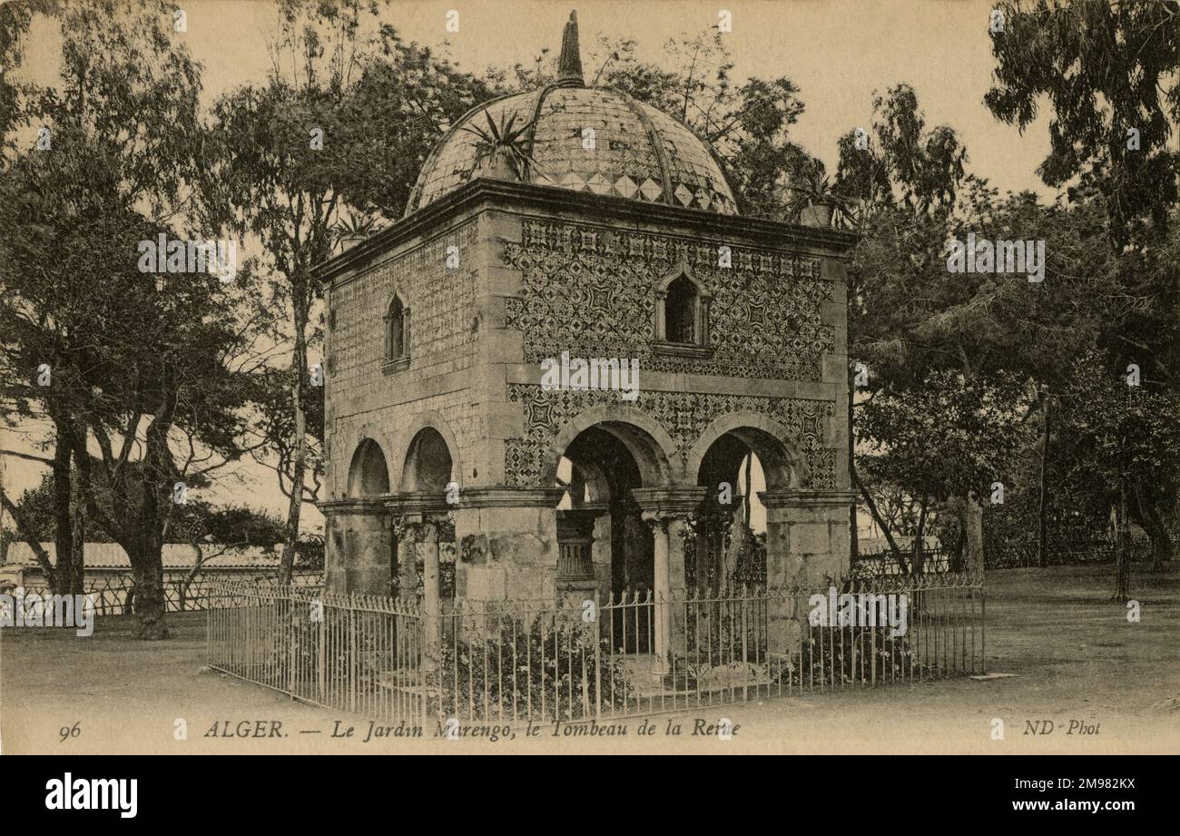 The Queen's Tomb in Garden Marengo. Algiers, Algeria. A close-up view of a tomb built in 1848 ...