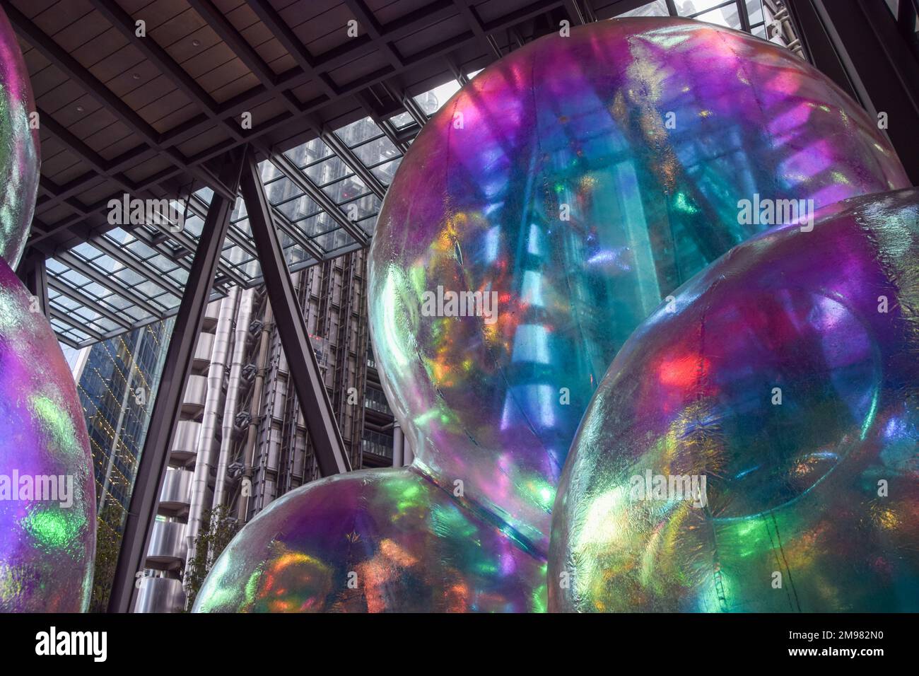 London, UK. 17th January 2023. Lloyd's building seen through the giant ...
