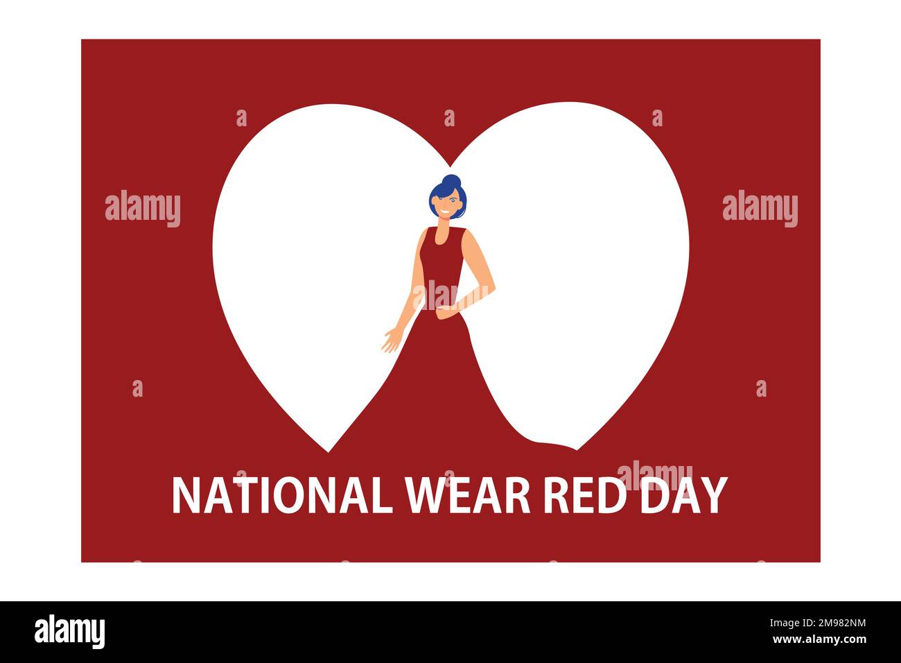 National Wear Red Day - text with different fonts. Woman in evening red ...