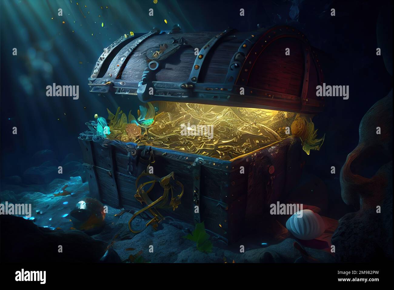 Treasure chest under water hi-res stock photography and images - Alamy
