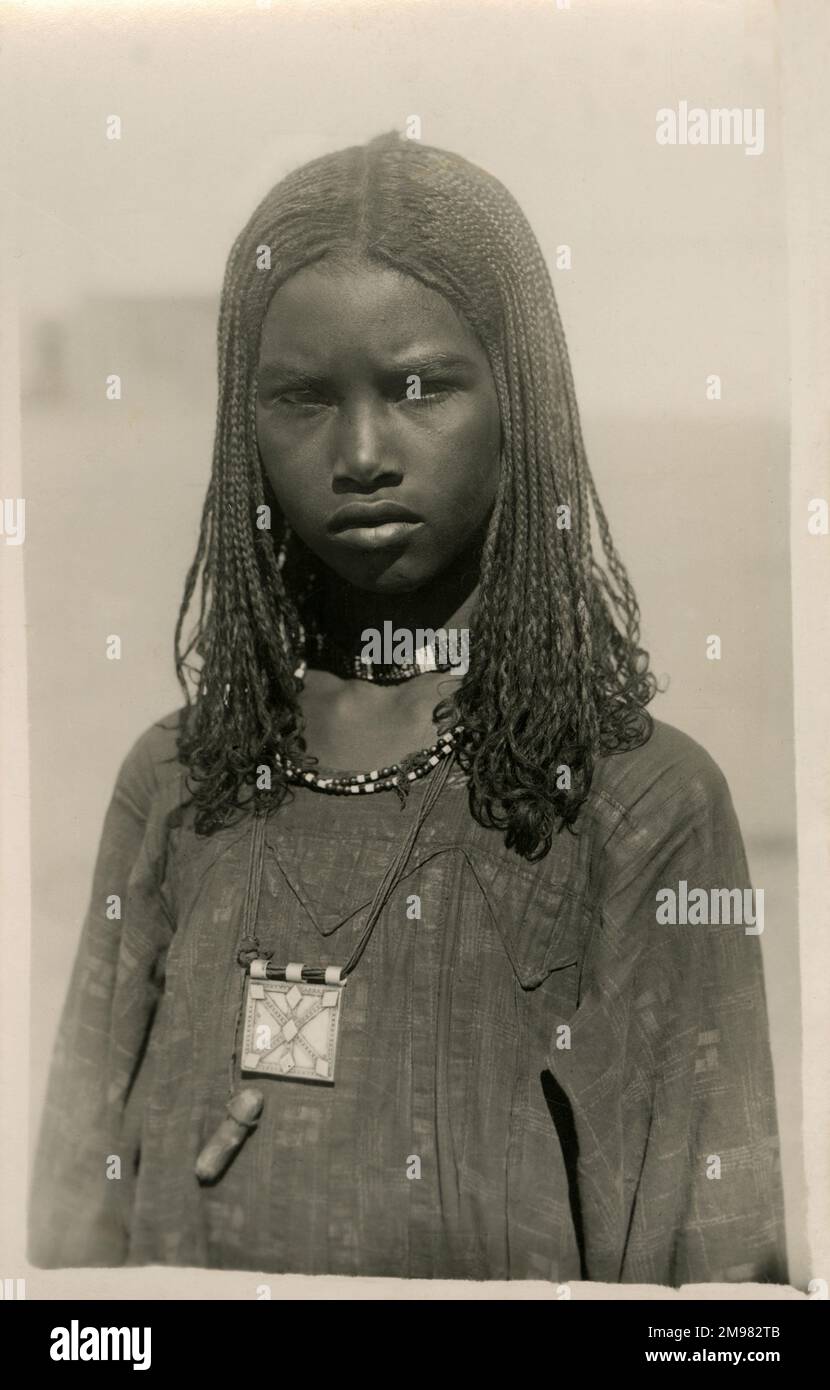 Beautiful portrait photograph of a Bisharin Girl with braided hair ...