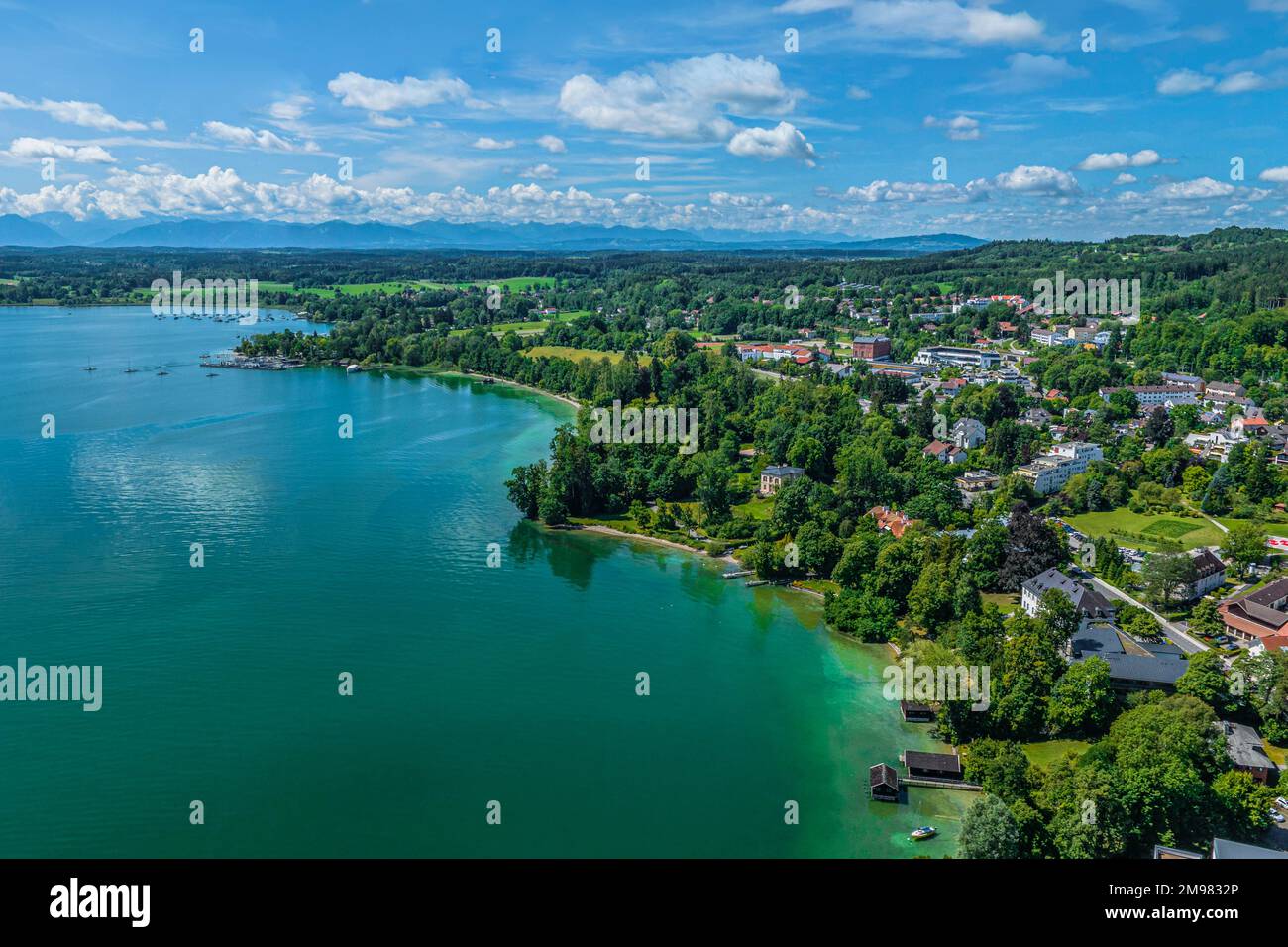 Aerial view to Tutzing on Lake Starnberg, beautiful community in Upper Bavaria Stock Photo - Alamy