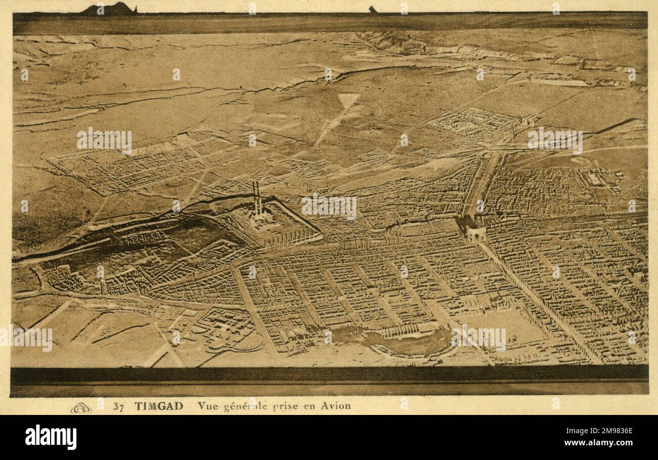 Aerial View of Timgad, a Roman colonial town in the Aures Mountains of ...