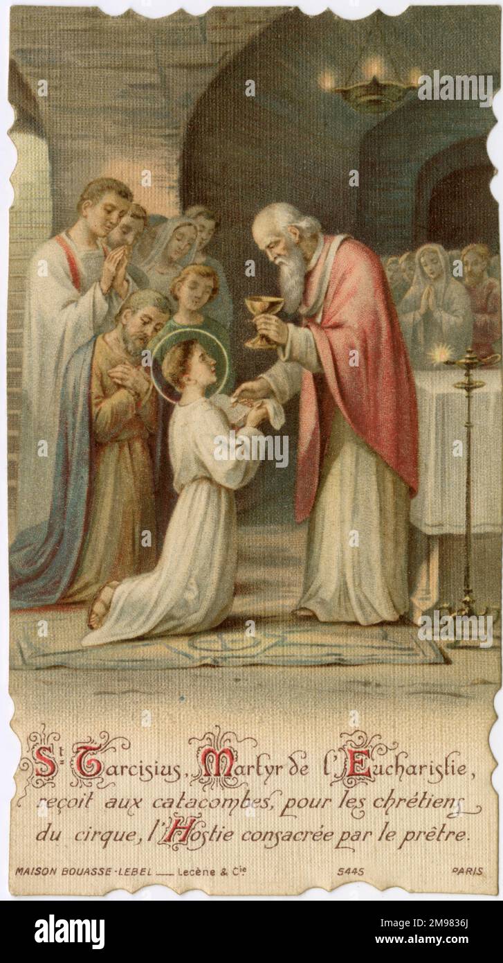 Chromolithograph Devotional Card - Saint Tarsicius (or Tarcisius), a ...