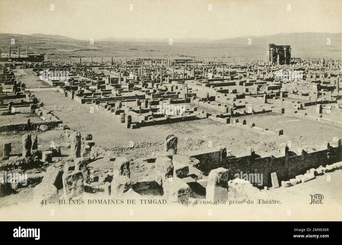General view of the Ruins of Timgad, Algeria (close to the Theatre) - a ...