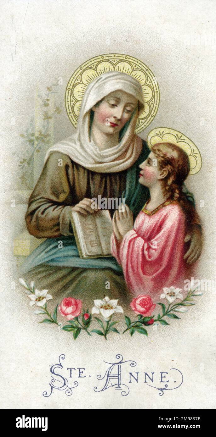 Chromolithograph Devotional Card depicting Saint Anne (1st Century BC ...