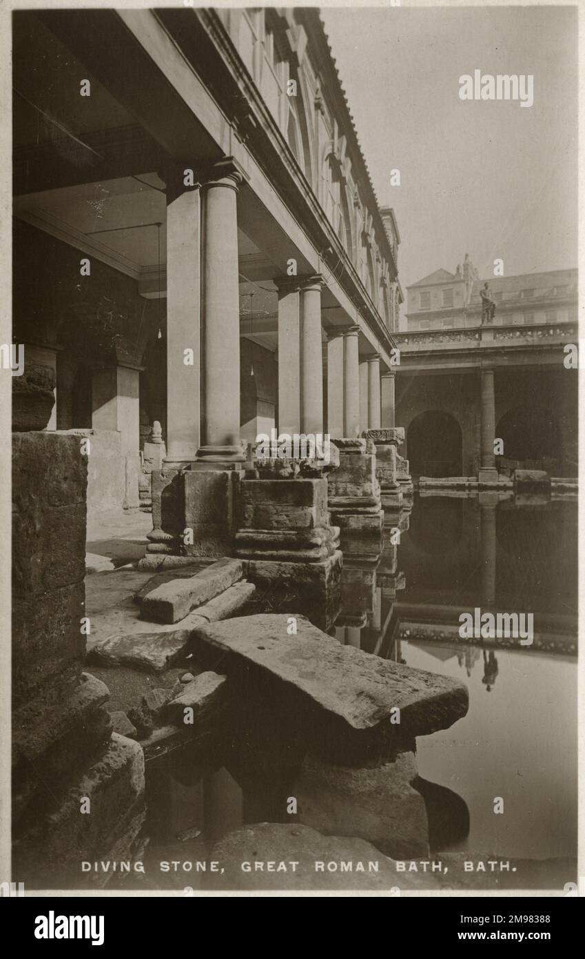 The Diving Stone at the Great Roman Bath, Bath, Somerset Stock Photo ...
