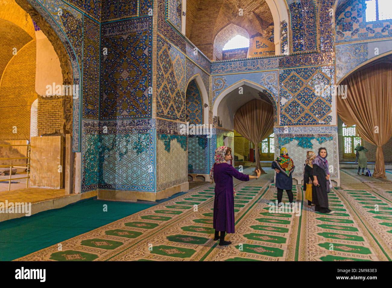 TABRIZ, IRAN - JULY 16, 2019: Interior of the Blue mosque in Tabriz ...