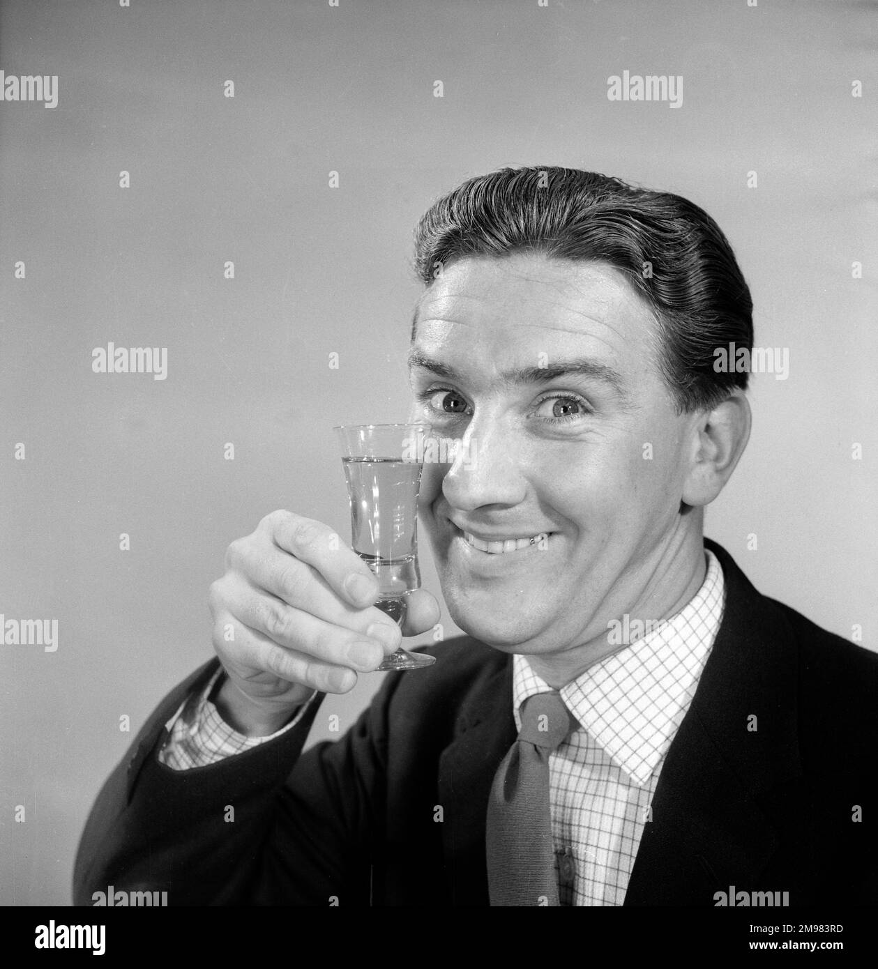 Advertisement for Emu sherry -- smiling male model (Stanley Morgan ...