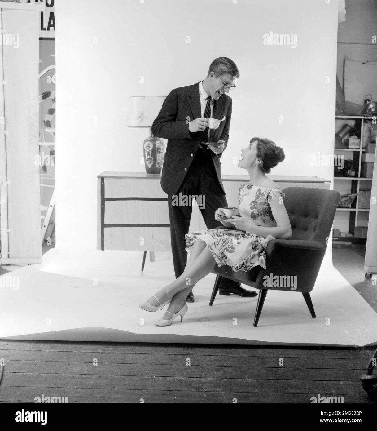Advertisement for Nescafe -- male and female models (Geoffrey Jones and ...