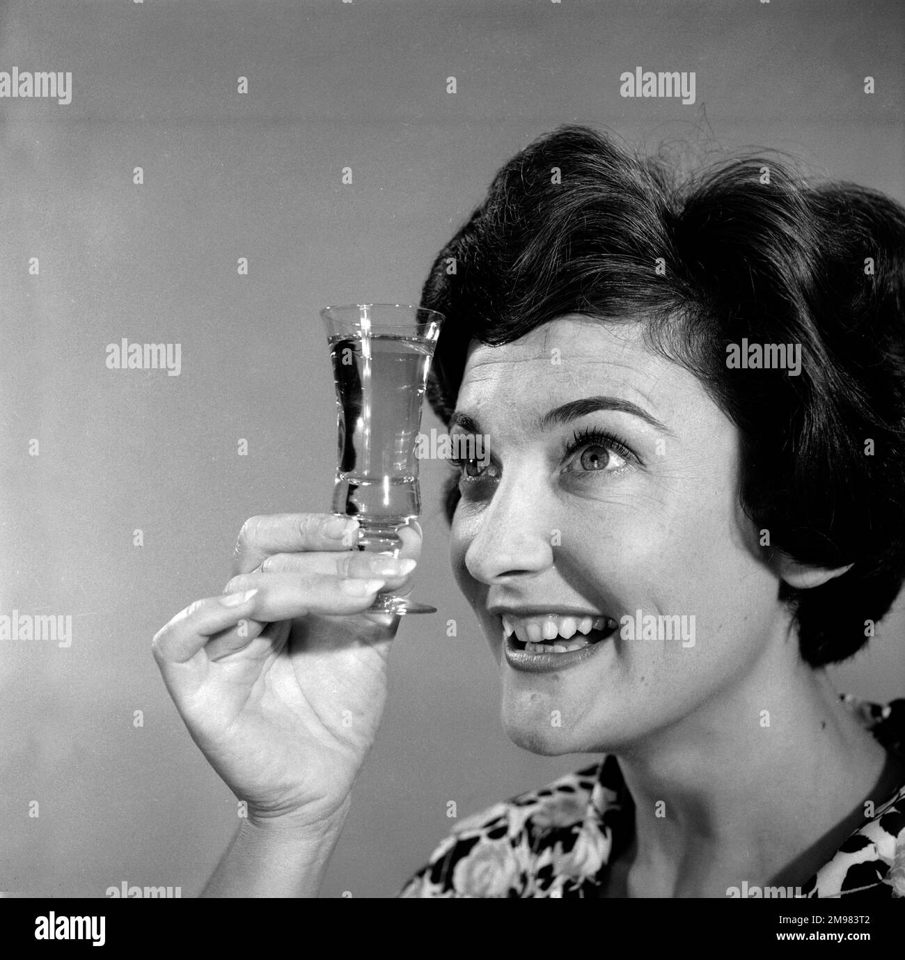 Advertisement for Emu sherry -- smiling female model (Yvonne Marsland ...