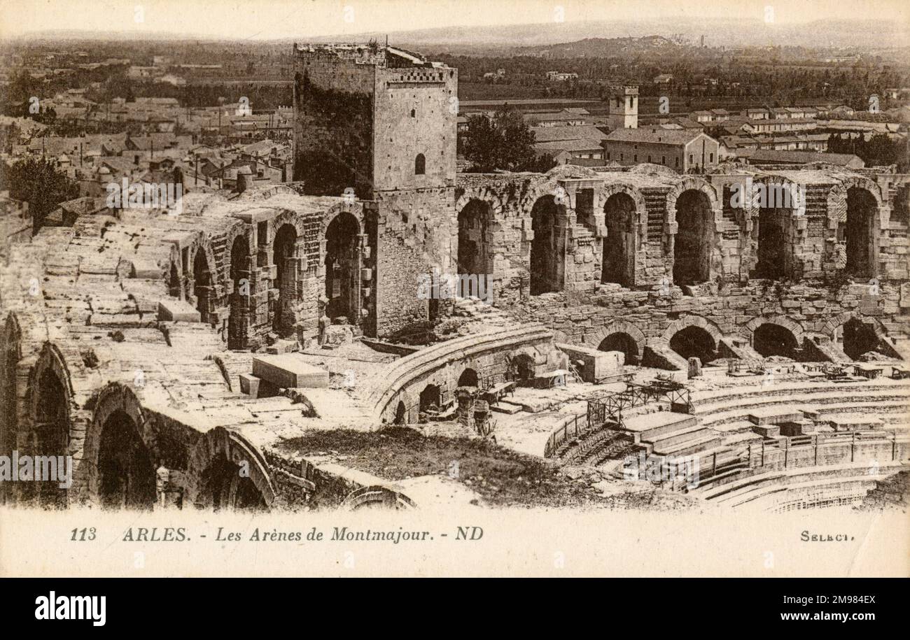 The Arles Roman Amphitheatre. In the Middle Ages four towers, like the ...