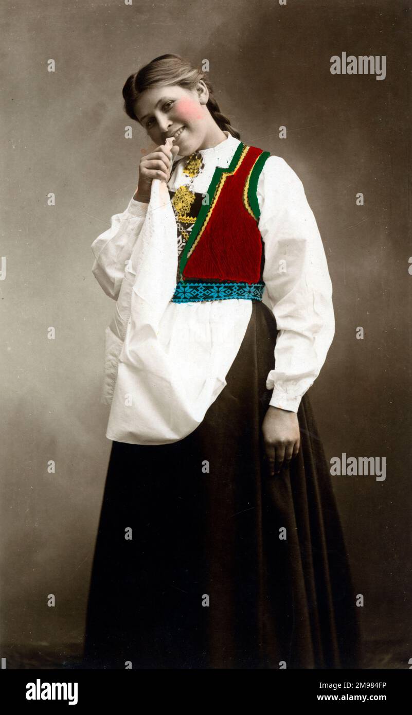 Photograph from Oslo (Kristiania) of a young woman wearing clothing in ...