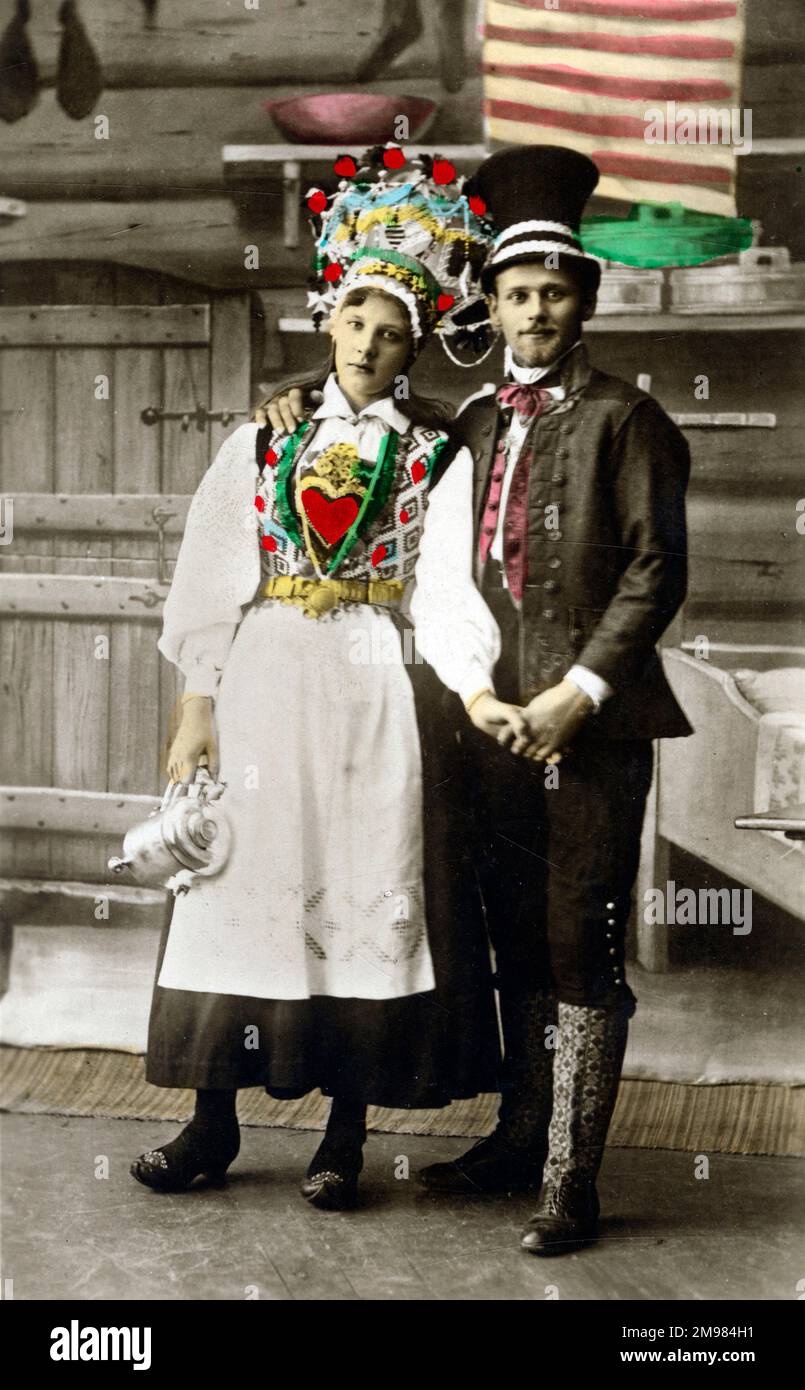 Photograph from Oslo (Kristiania) showing a young couple, possibly ...