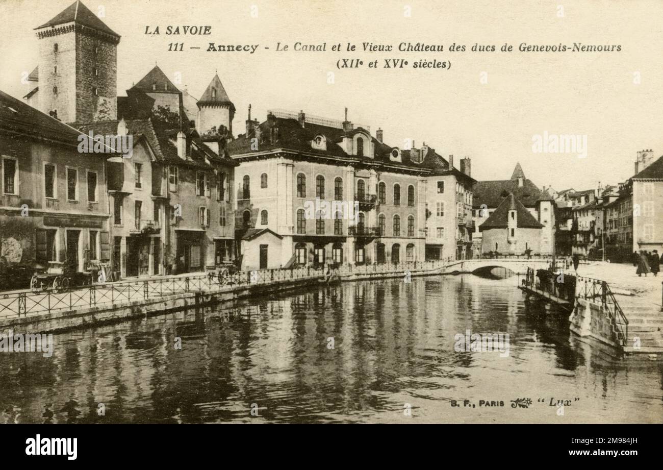Annecy, France - the canal leading up to the Château d'Annecy, which ...
