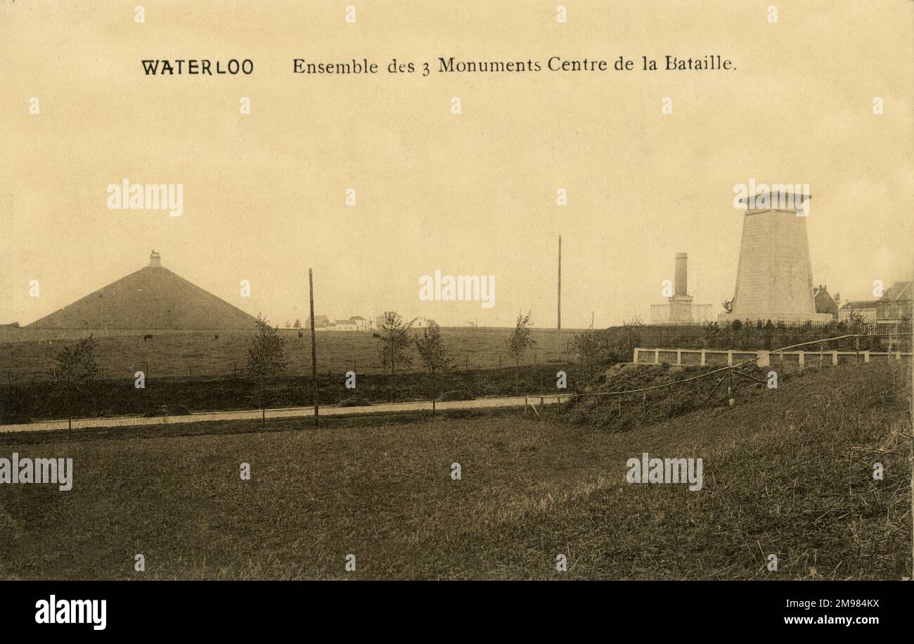 A view of several of the monuments erected in Belgium on the site of ...