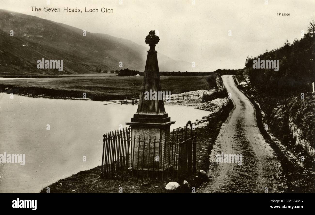 The monument of the Well of the Seven Heads by Loch Oich in Scotland ...