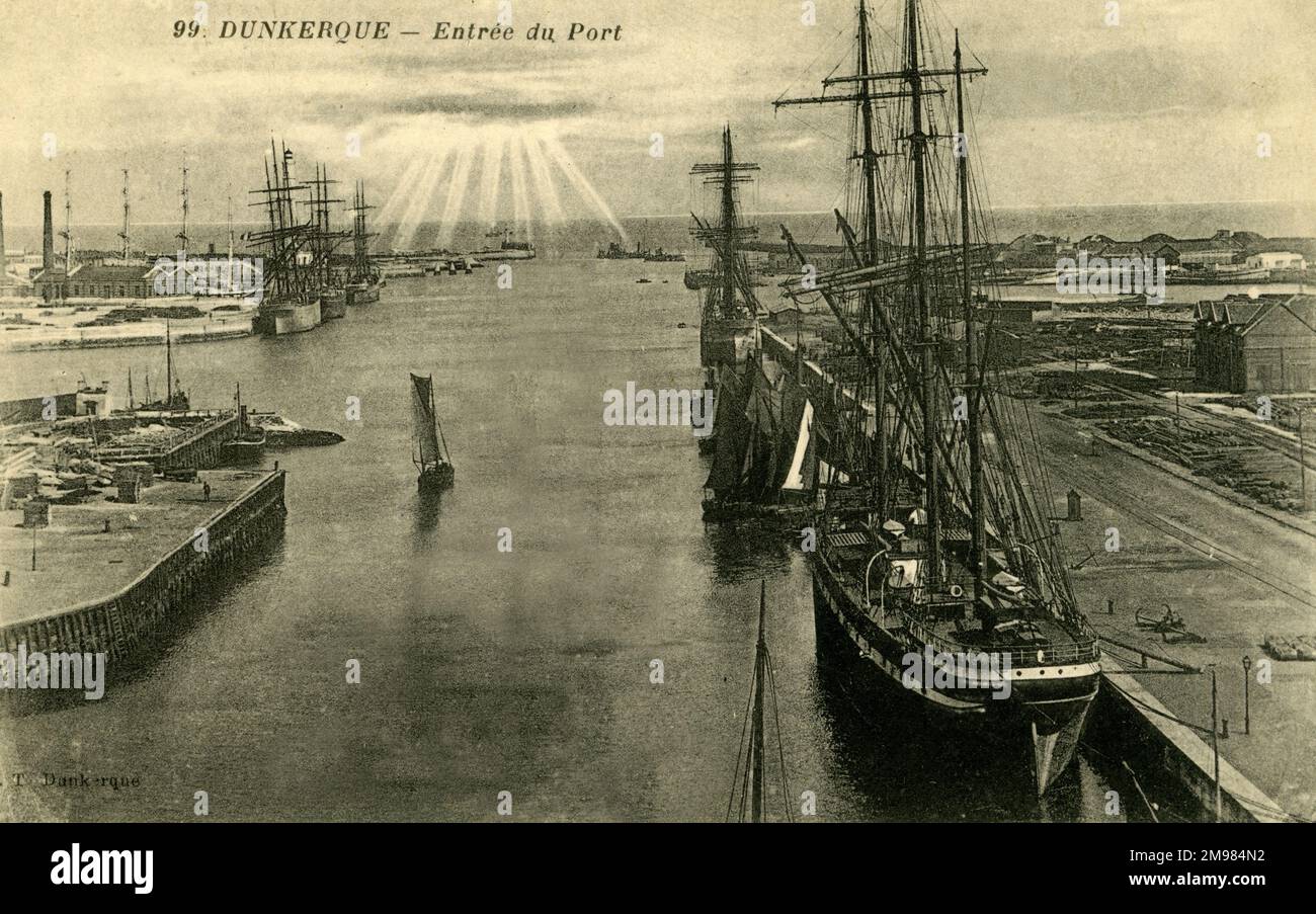 Ships and smaller boats line the entrance to the port of the French ...