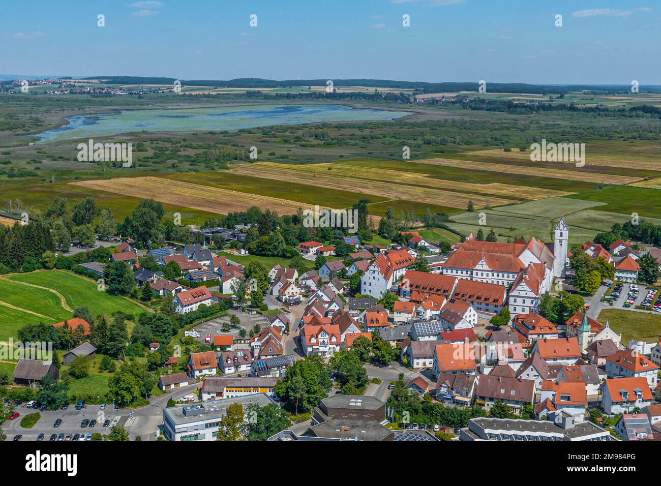 The Upper Swabian town of Bad Buchau from above Stock Photo - Alamy