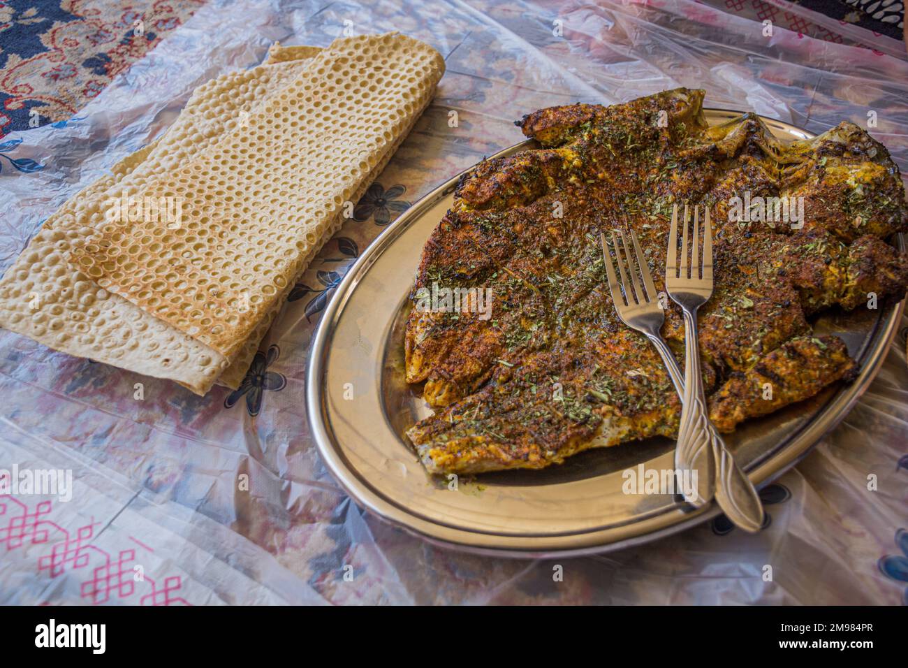 Grilled fish in Palangan village in Kurdistan region, Iran Stock Photo ...