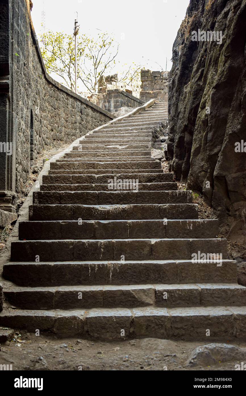 Staircase in Ajinkyatara Fort, Satara, Sahayadri Mountains, Maharashtra ...
