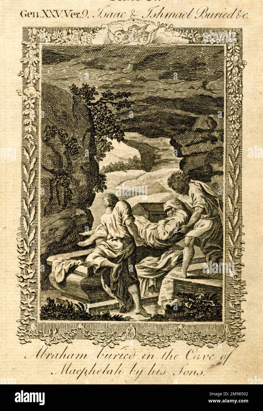 Abraham buried in the Cave of Machpelah by his sons - Thomas Bankes ...