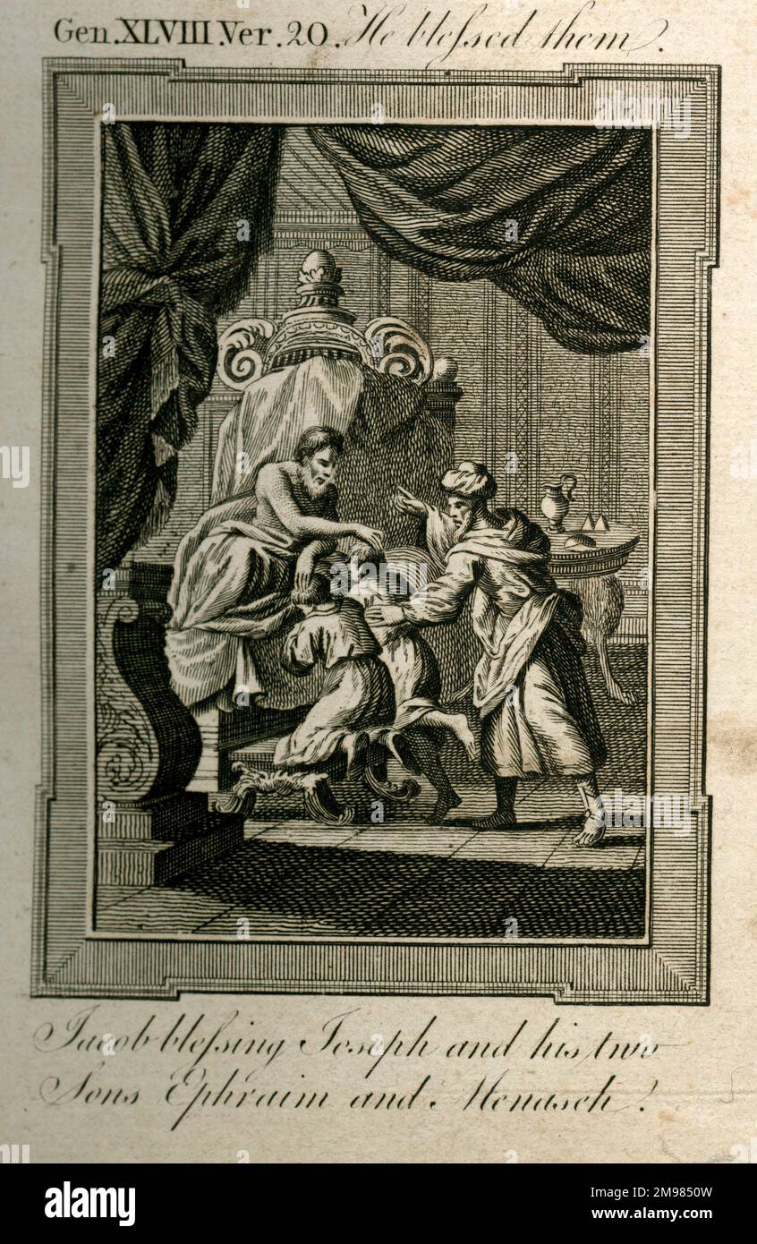 Jacob blessing Joseph and his two sons Ephraim and Manasseh - Thomas ...