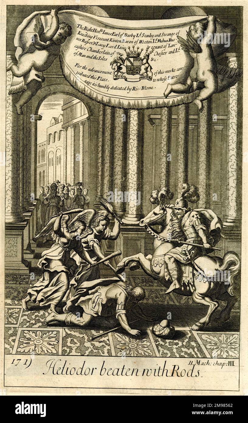 Heliodorus beaten with rods - 2 Maccabees 3 Stock Photo - Alamy