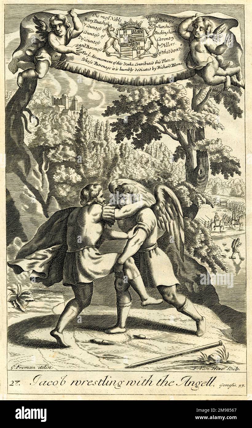 Jacob wrestling with the Angel - Genesis 33 Stock Photo - Alamy