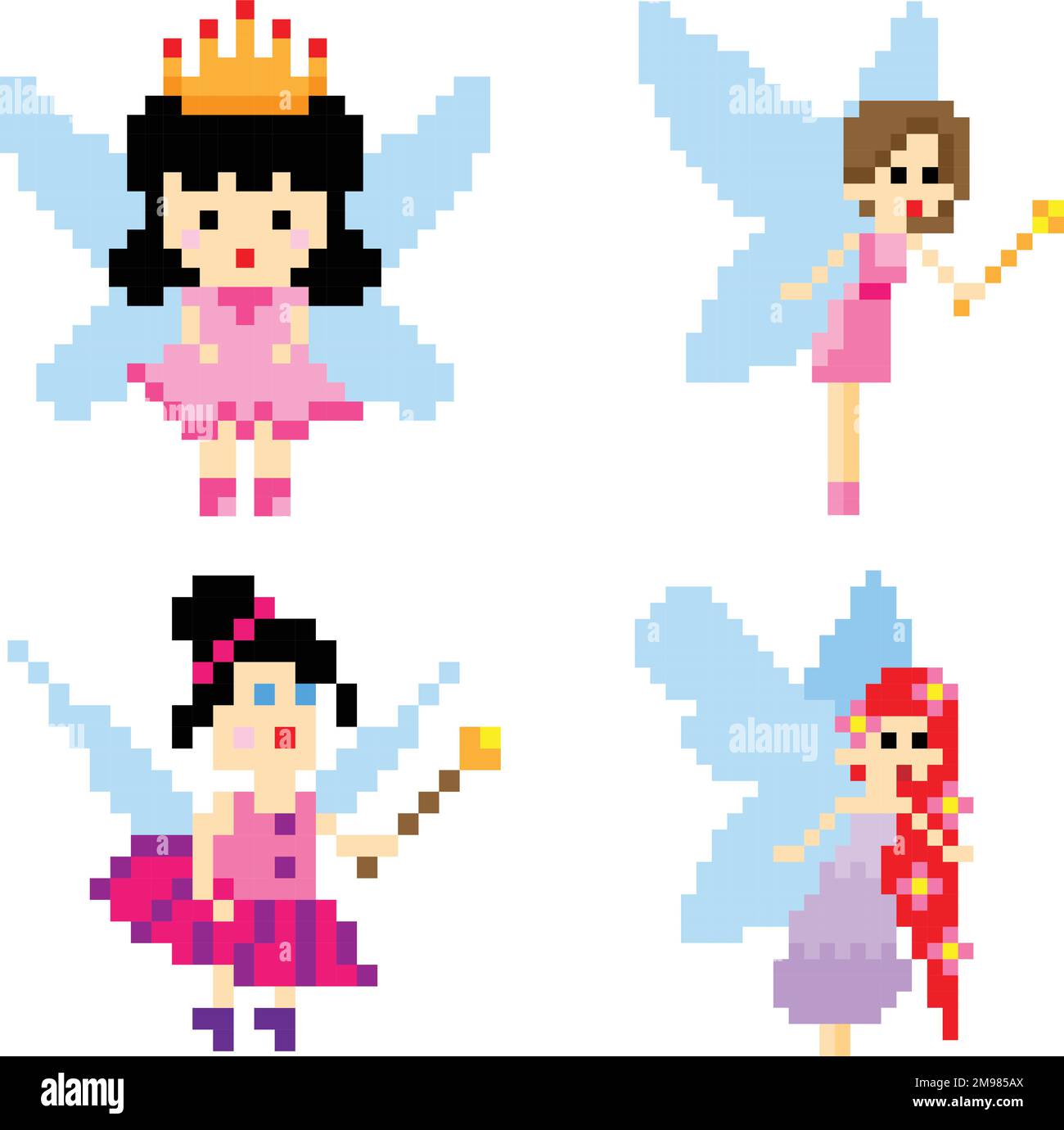 Simple set pixel art style Cut Out Stock Images & Pictures - Alamy