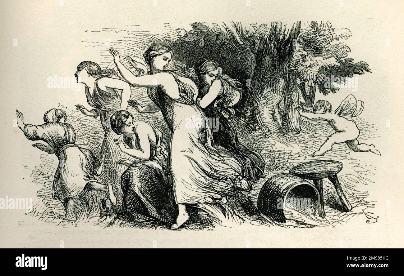 A Midsummer Night's Dream - Puck plays tricks on milkmaids Stock Photo ...