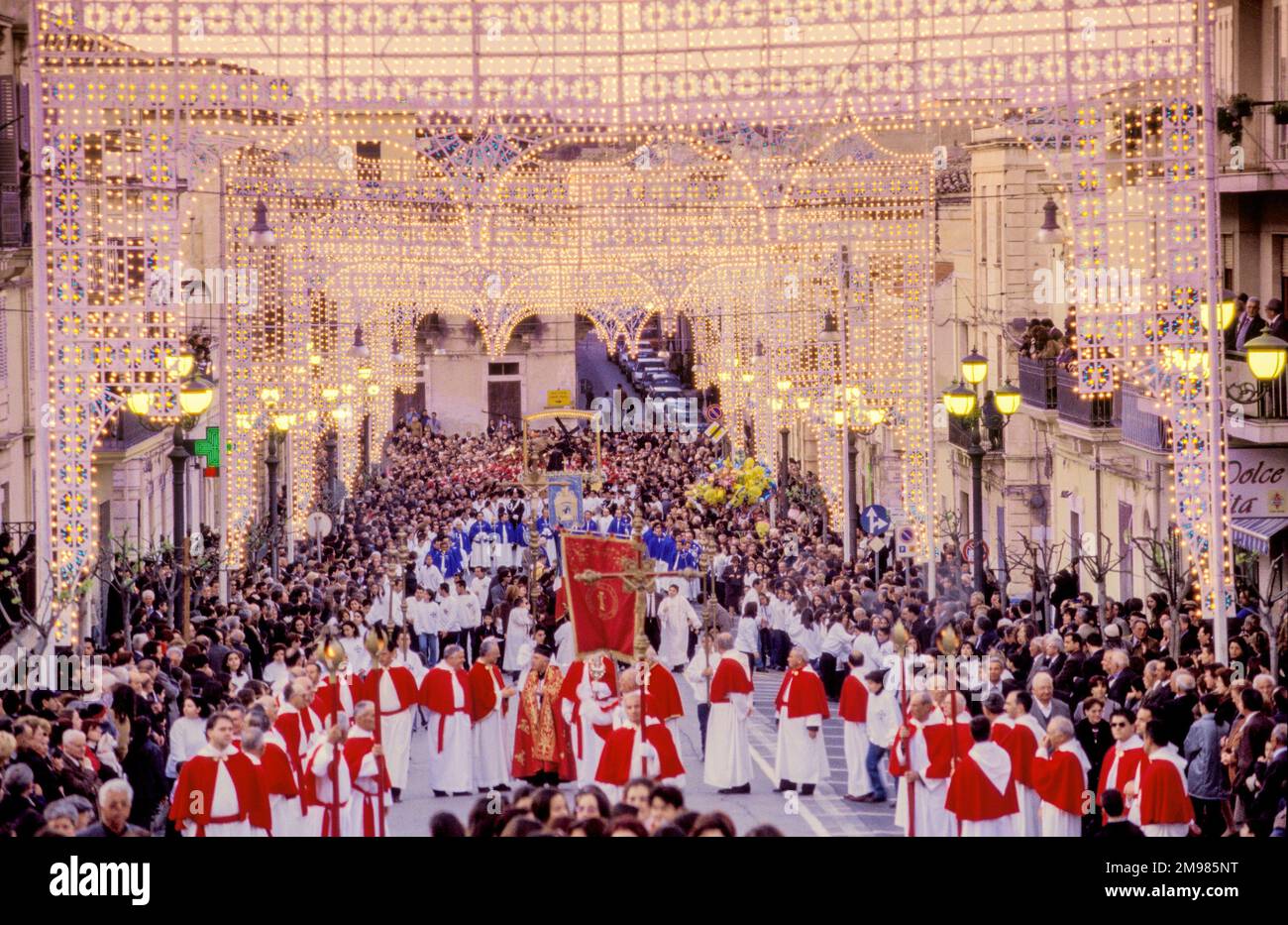 Traditional Easter Pasqua procession in Ispica, Sicily, Italy Stock ...