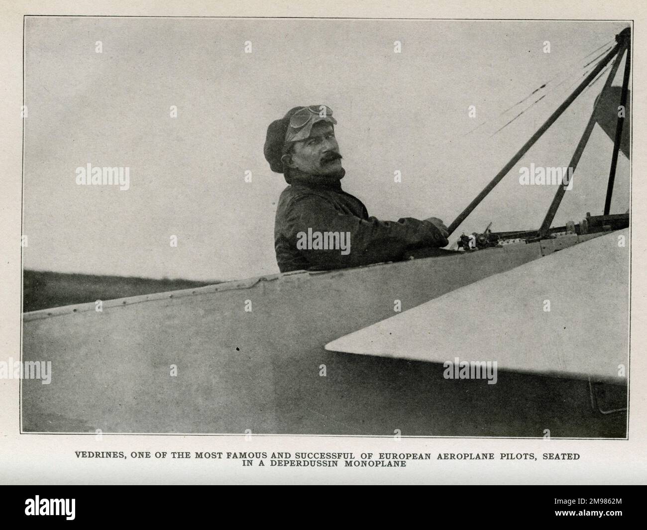 Jules Vedrines, French aviator, seated in a Deperdussin monoplane Stock ...