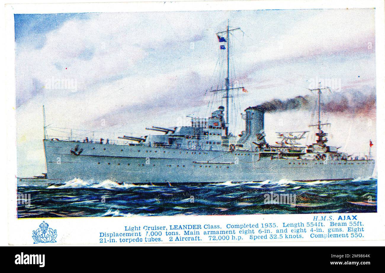 HMS Ajax, light cruiser, Leander class Stock Photo - Alamy