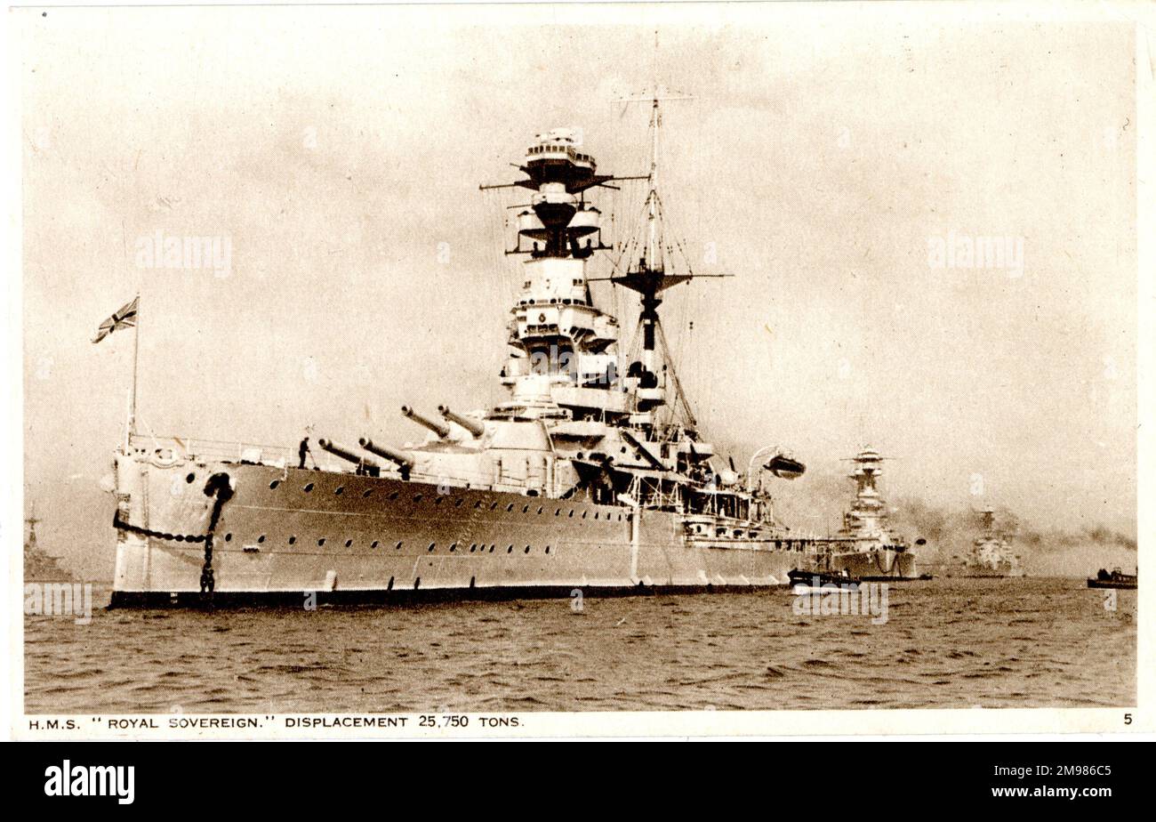 HMS Royal Sovereign, battleship, Revenge class Stock Photo - Alamy
