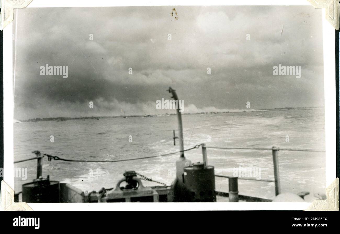 D-Day Invasion Forces approaching Normandy, France, June 1944 Stock ...