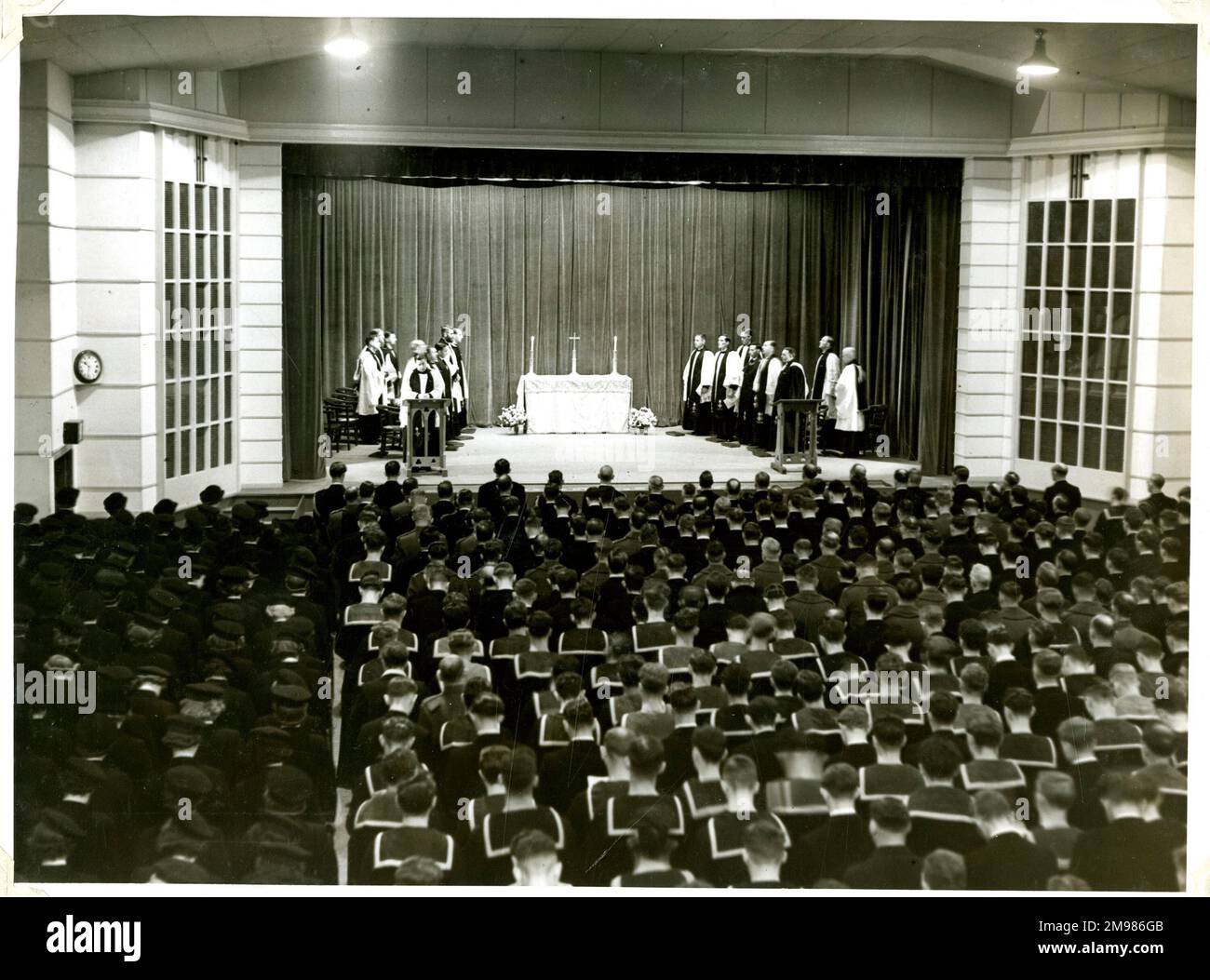 King George VI at Home Fleet Cinema, Scapa Flow, for a religious ...