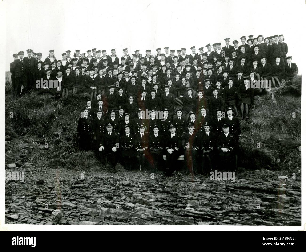 Group photo of Signals Staff, Lyness, Isle of Hoy, Orkney, WW2 Stock ...