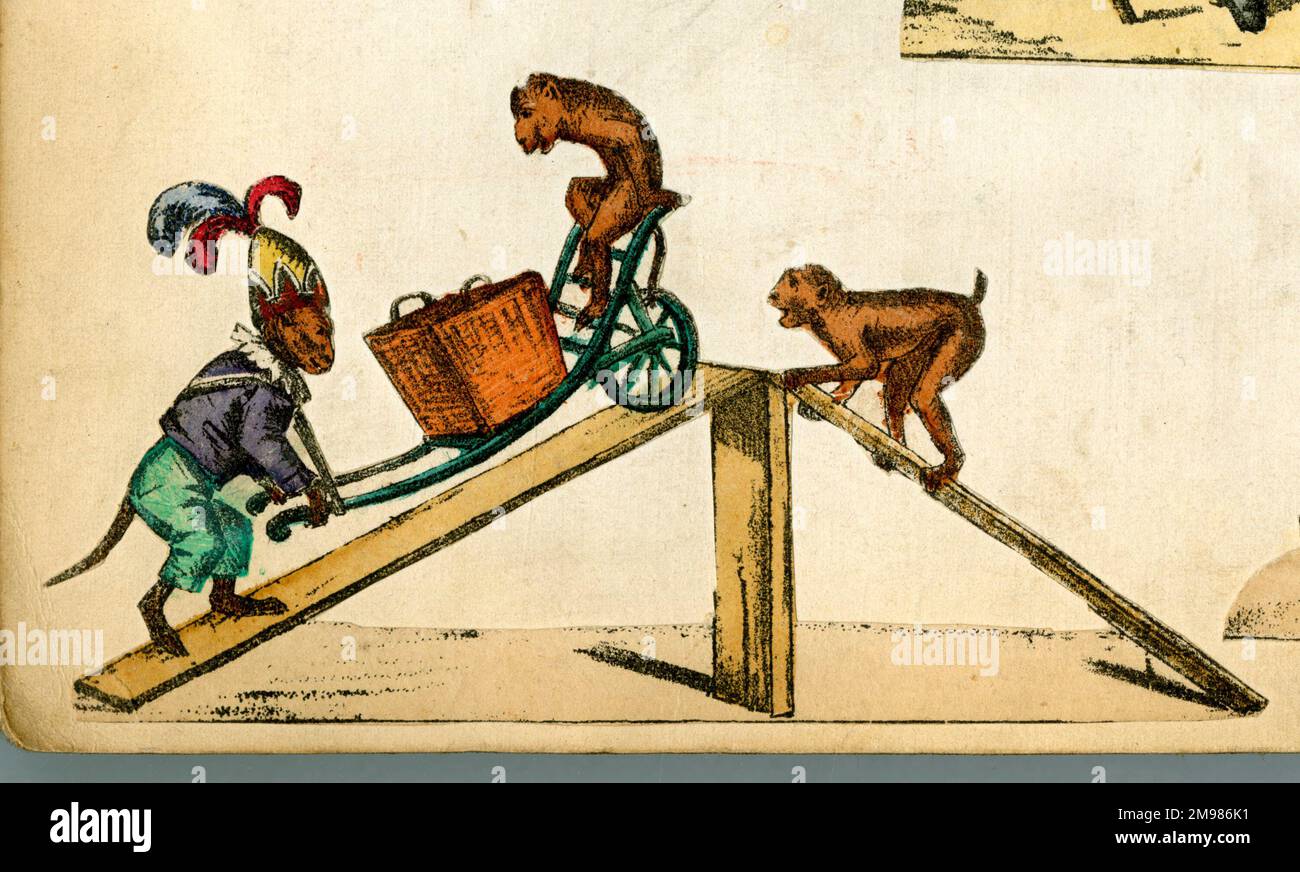 German circus scrap -- performing monkeys Stock Photo - Alamy
