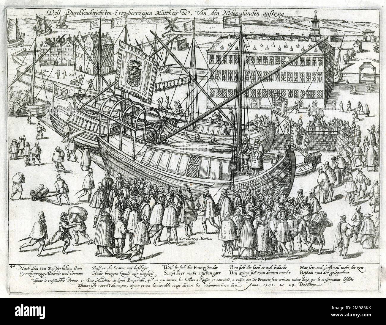 Departure of Archduke Matthias (1557-1619) from the Netherlands, on 29 ...