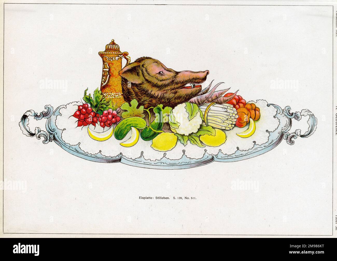 Table display -- boar's head with vegetables Stock Photo - Alamy